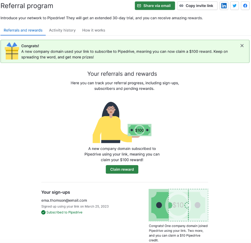 Pipedrive's referral program - Knowledge Base | Pipedrive